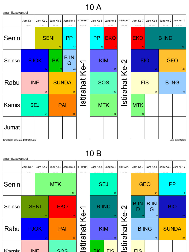 Jadwal Belajar Siswa Genap 2024 2025 04012025 | PDF