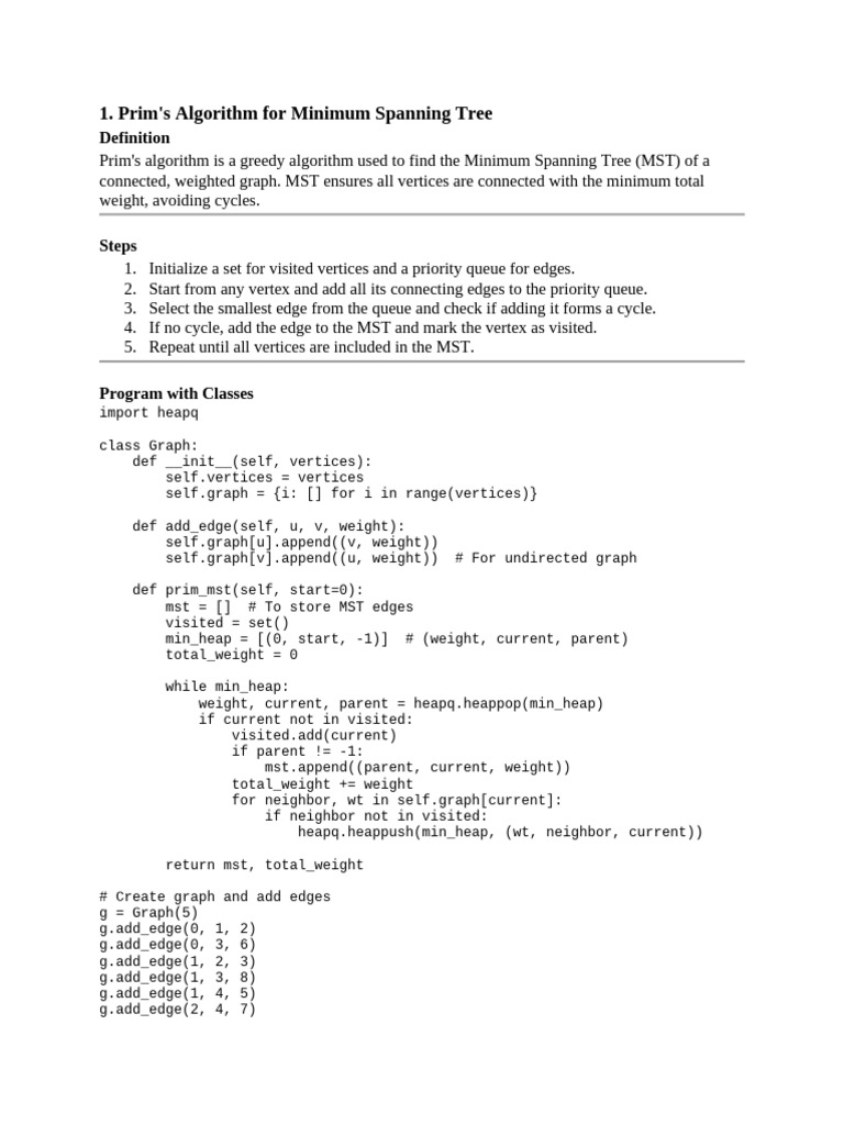 Dsa Long Answer Questions | PDF | Vertex (Graph Theory) | Algorithms