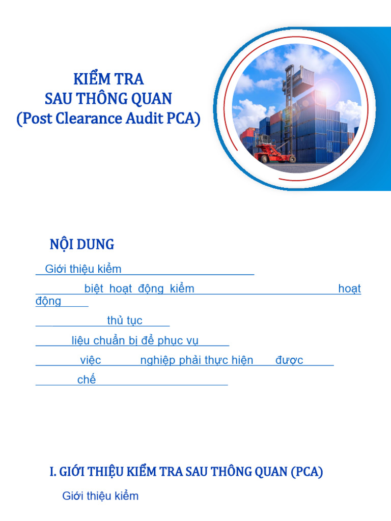 KIỂM TRA SAU THÔNG QUAN (Post Clearance Audit PCA) | PDF
