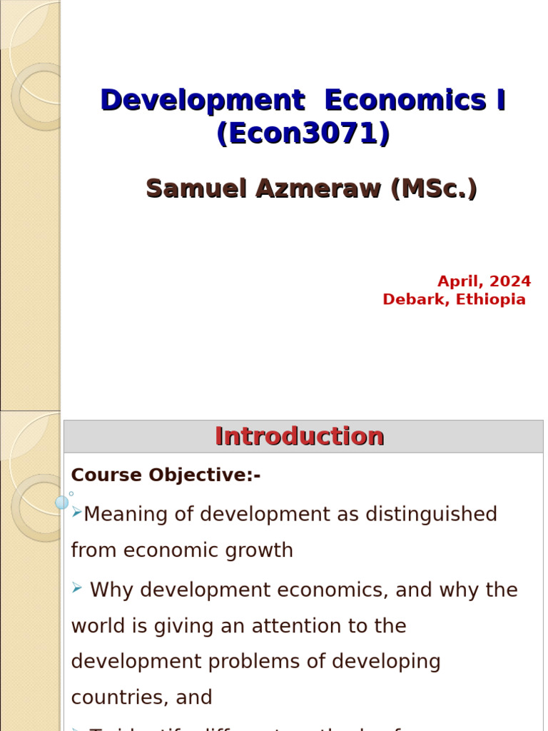 CH 1 Development Economics I | PDF | Millennium Development Goals ...