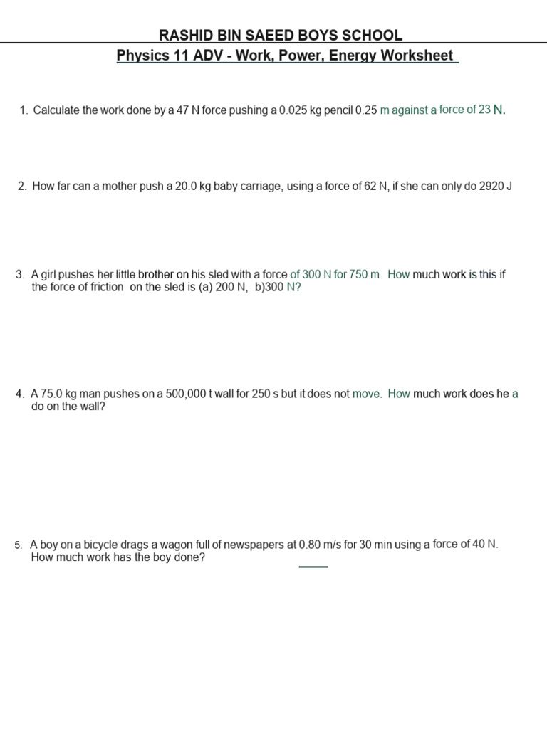 Worksheet WEP Problems | PDF