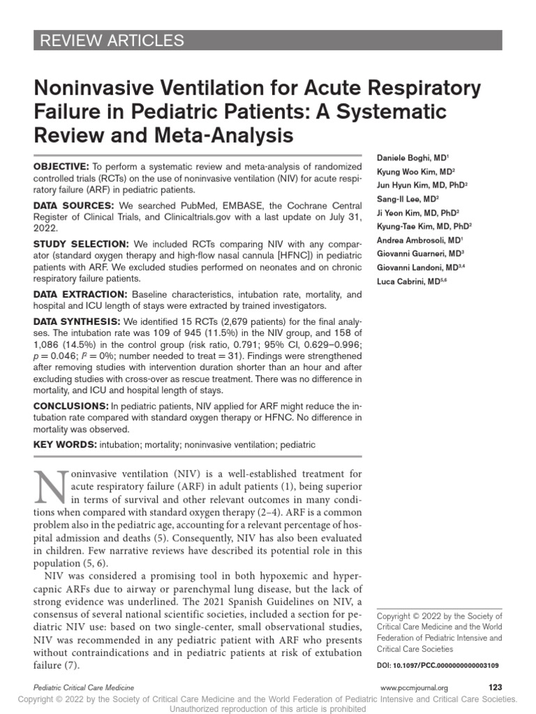Noninvasive Ventilation For Acute Respiratory.6 | PDF | Intensive Care ...