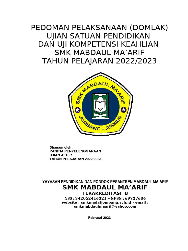 DOMLAK USP SMK MADAF 22 Jadi | PDF