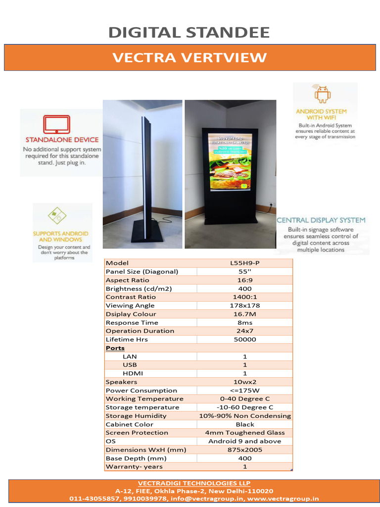 Digital Standee (L55H9P) 55 Inches 400nits | PDF