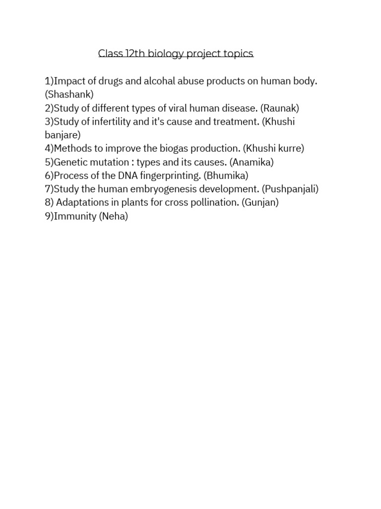 12th Project Topics PDF | PDF