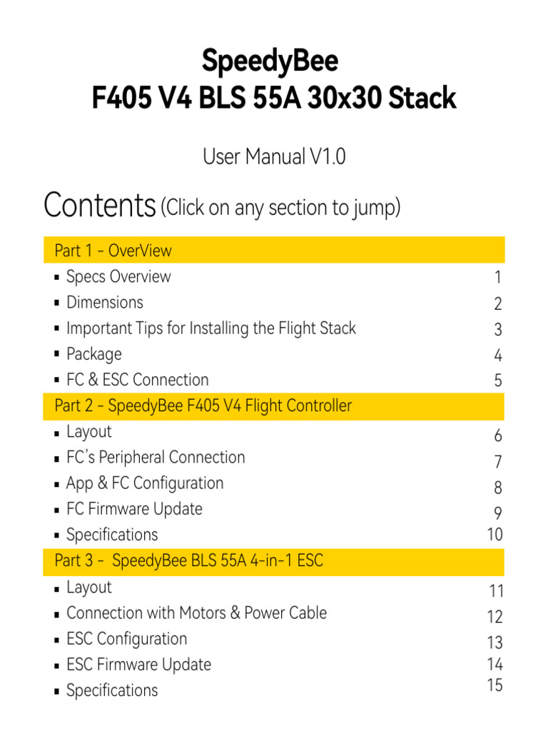 SpeedyBee F405 V4 Stack Manual EN | PDF | Booting | Usb