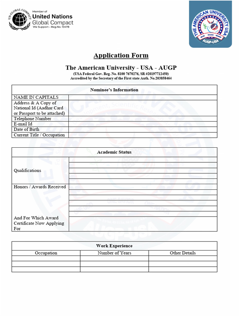 Honoris Causa Doctorate Application Form | PDF