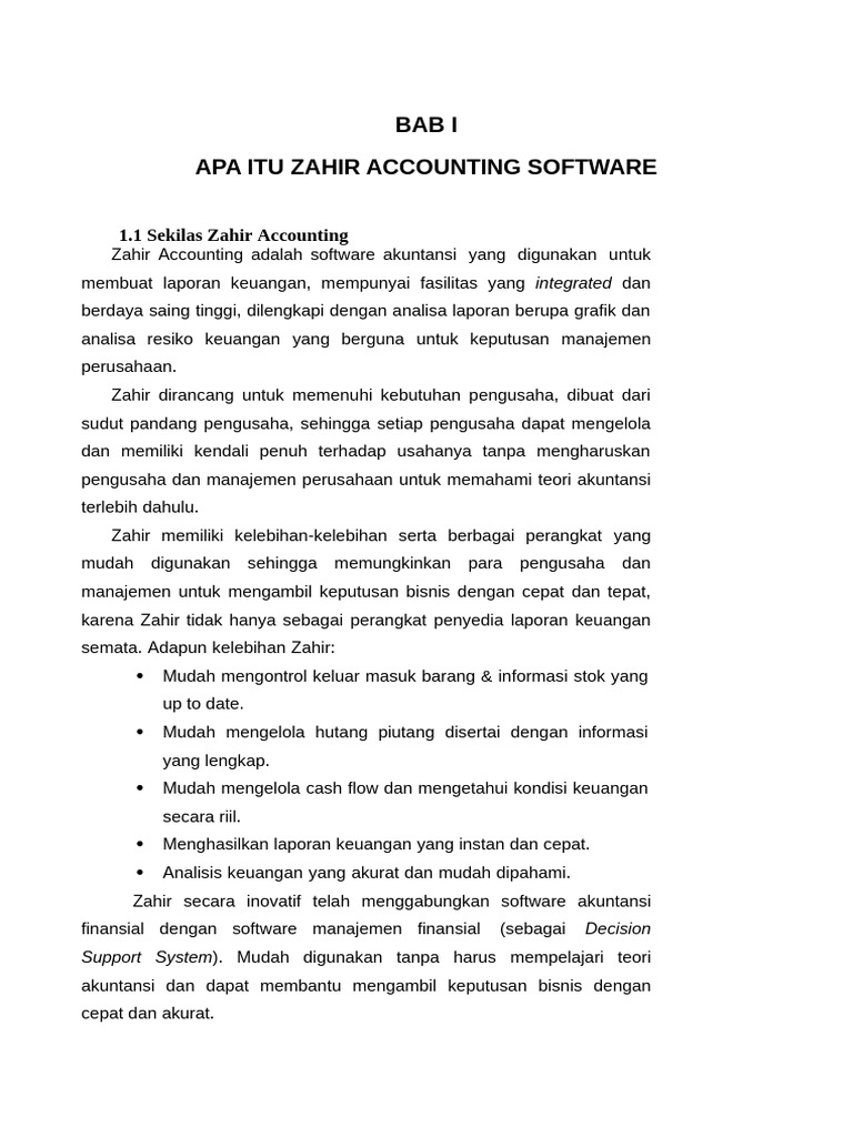 BAB I Apa Itu Zahir Accounting Software | PDF