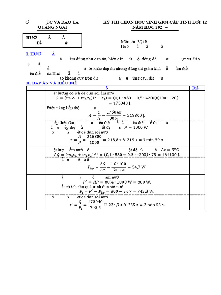 Hướng dẫn chấm chính thức - THPT | PDF
