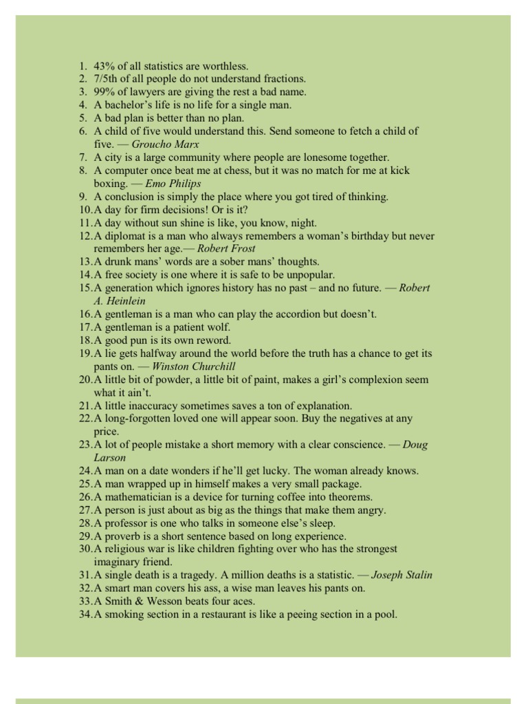 1 Liners | PDF | Young Adult