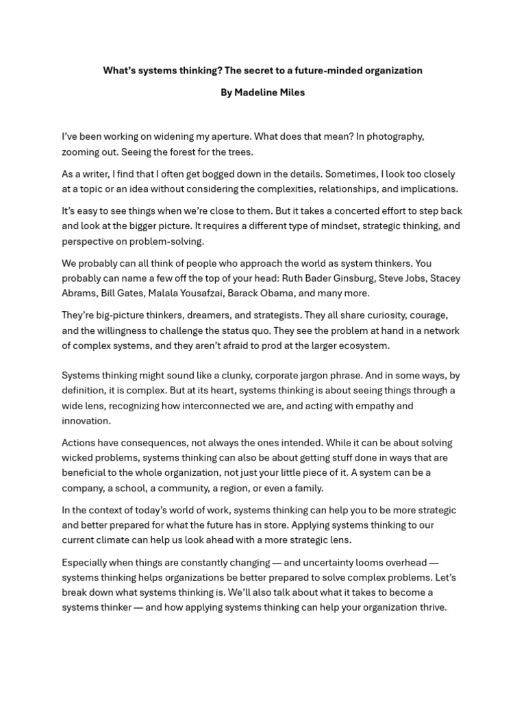 What’s systems thinking The secret to a future-minded organization ...