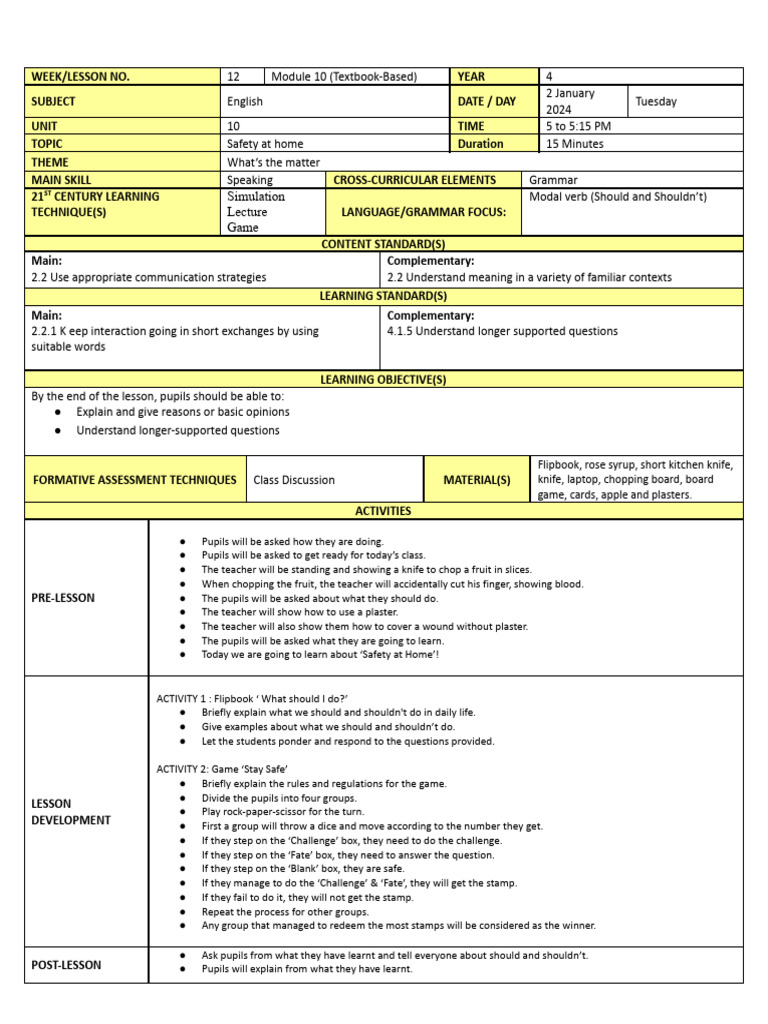Mock Teaching Lesson Plan | PDF | Teachers | Learning