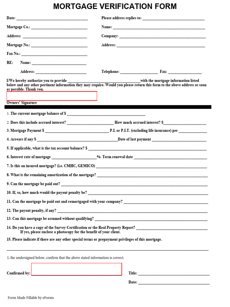 Mortgage Verification Form | PDF | Mortgages | Liability (Financial ...