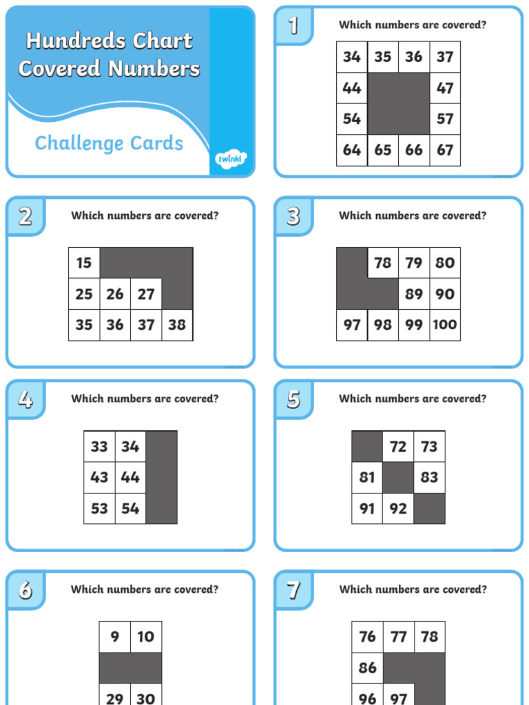 AU N 2549034 Hundreds Chart Covered Numbers Challege Cards - Ver - 2 | PDF