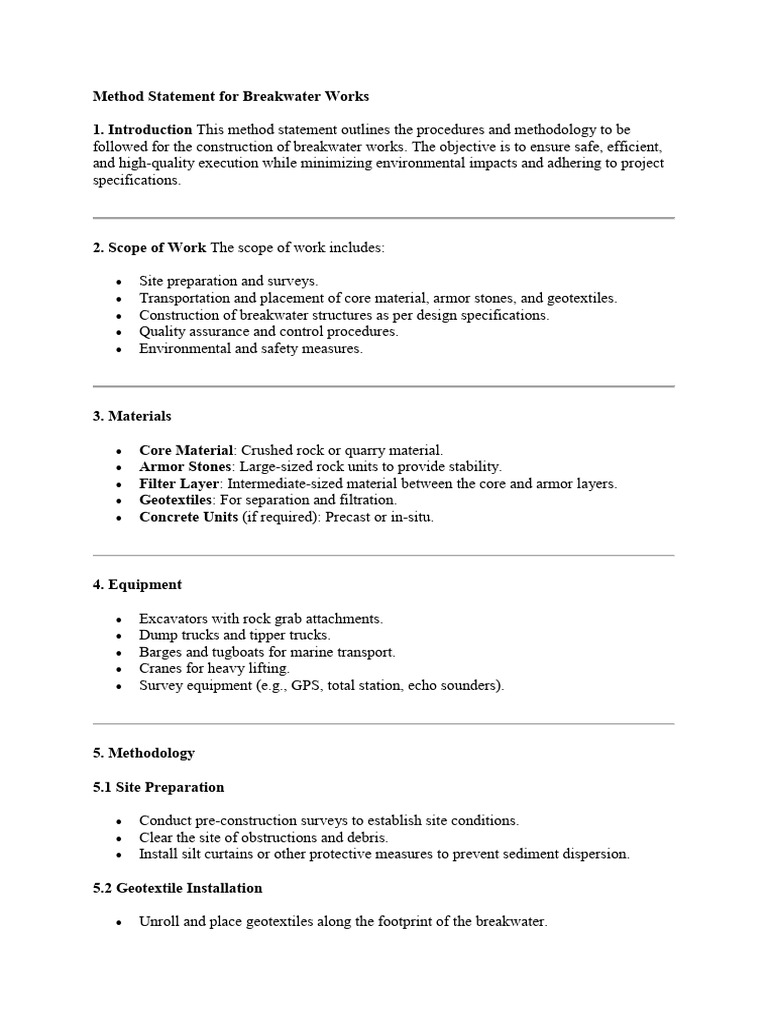 Breakwater Construction Method Statement | PDF | Concrete | Precast ...