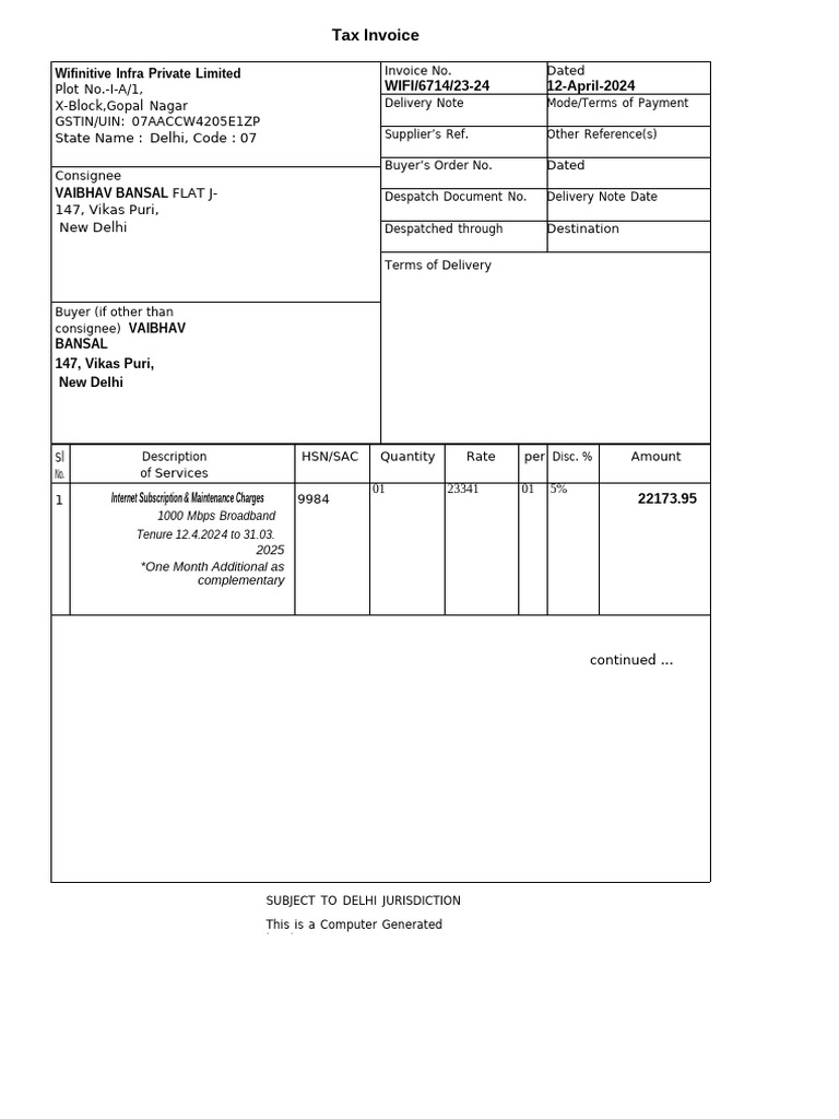 Internet-bill | PDF | Invoice | Taxes