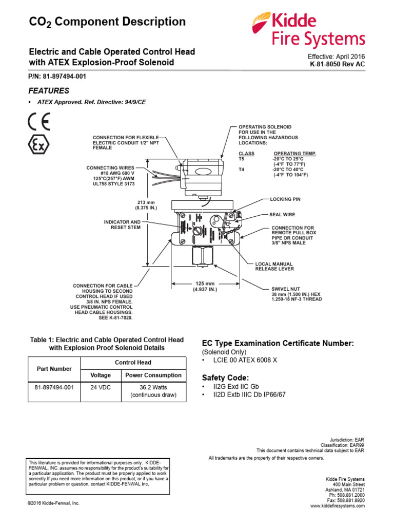 Kidde ATEX Explosion-Proof Control Head | PDF | Manufactured Goods ...