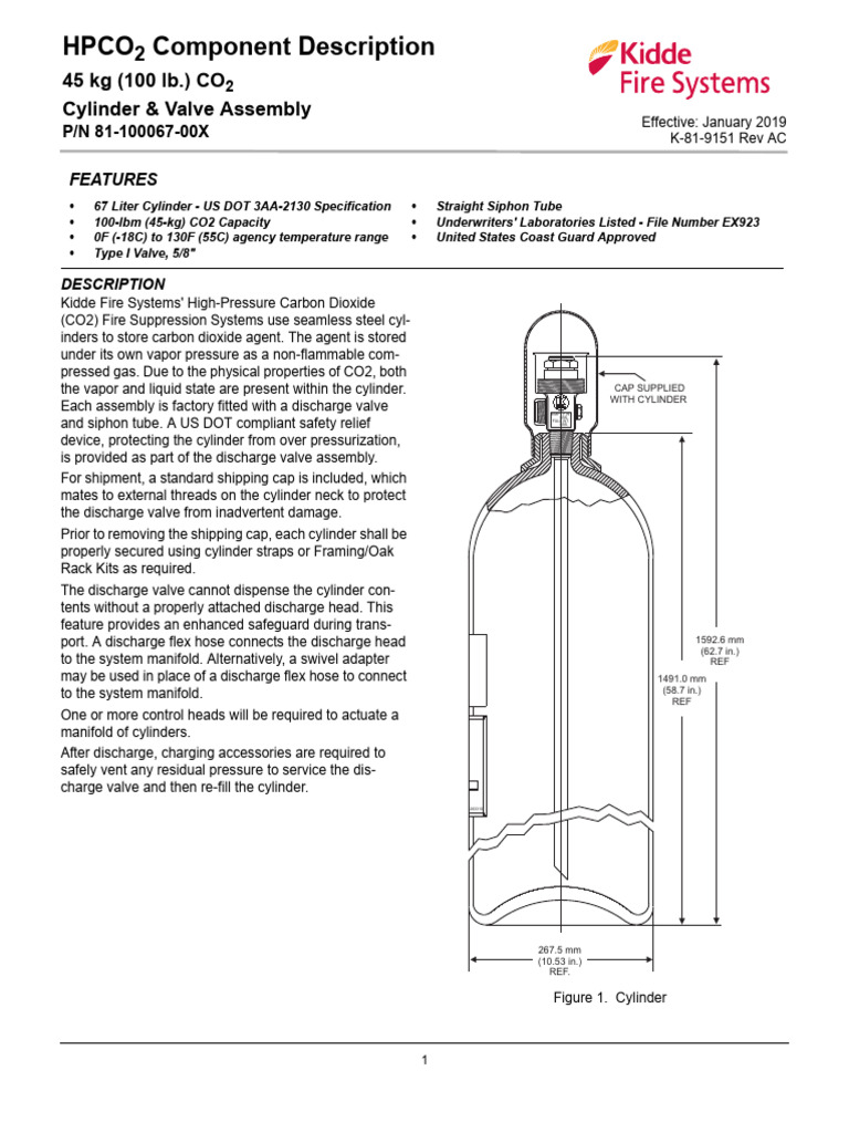 Kidde 45 Kg Co2 Cylinder Overview Pdf Carbon Dioxide Valve