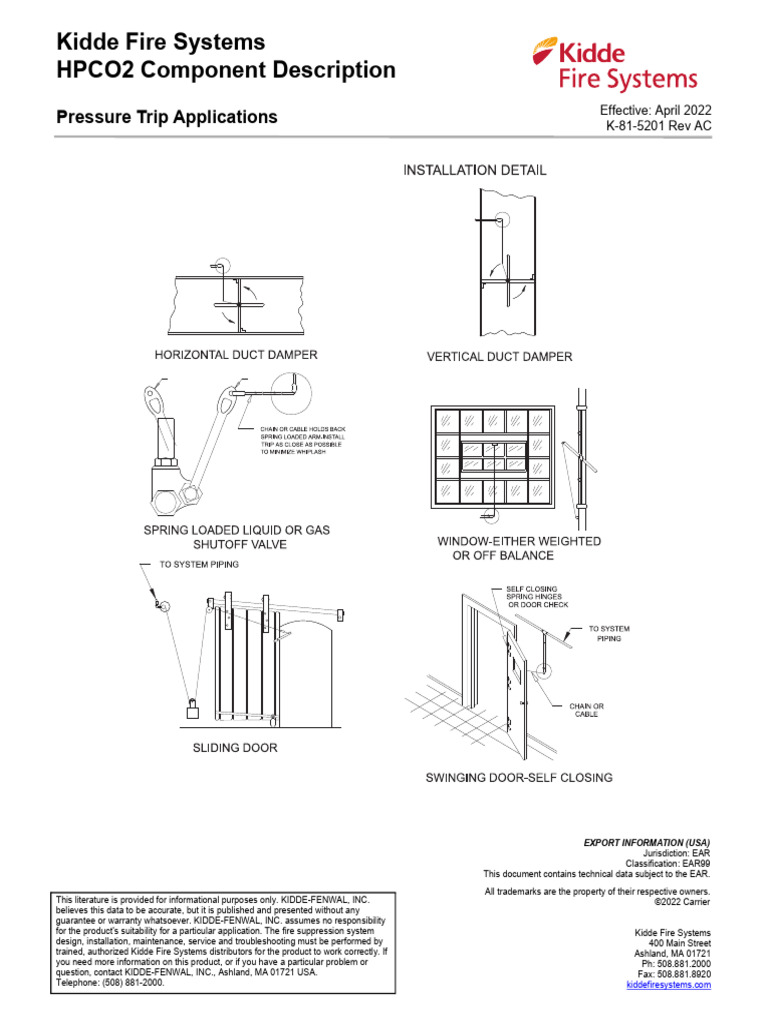 Kidde HPCO2 Pressure Trip Applications K-81-5201 | PDF