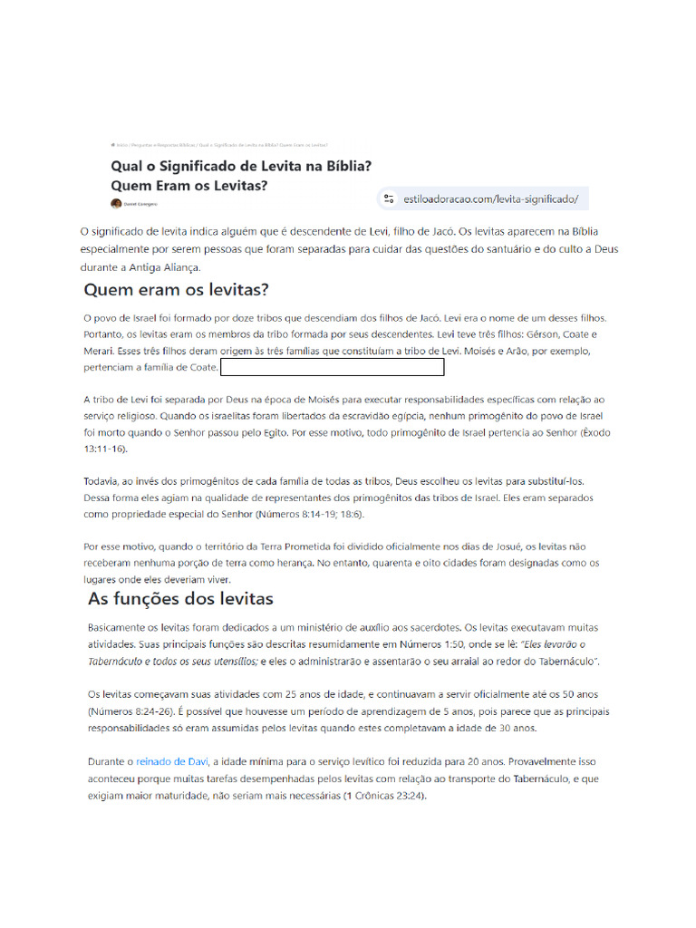 Estudo sobre os levitas | PDF