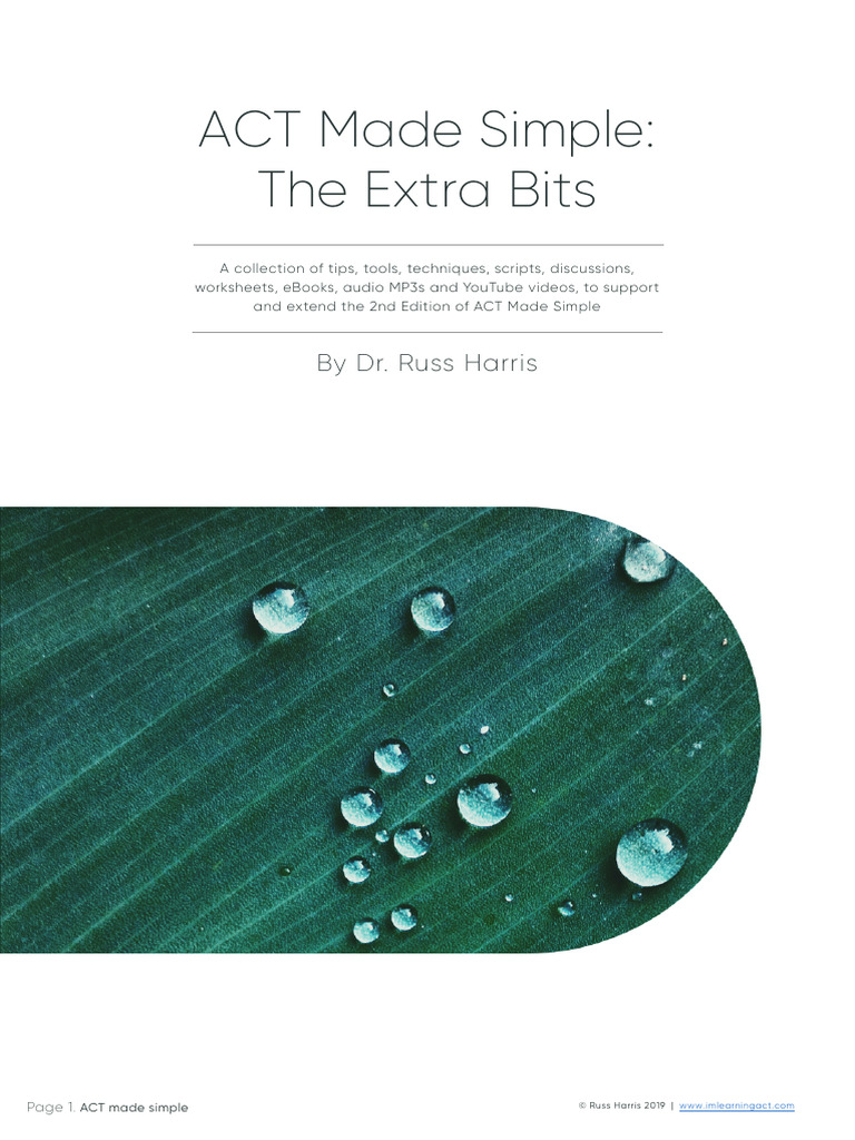 ACT Made Simple: Extra Resources Guide | PDF | Emotions | Self Concept