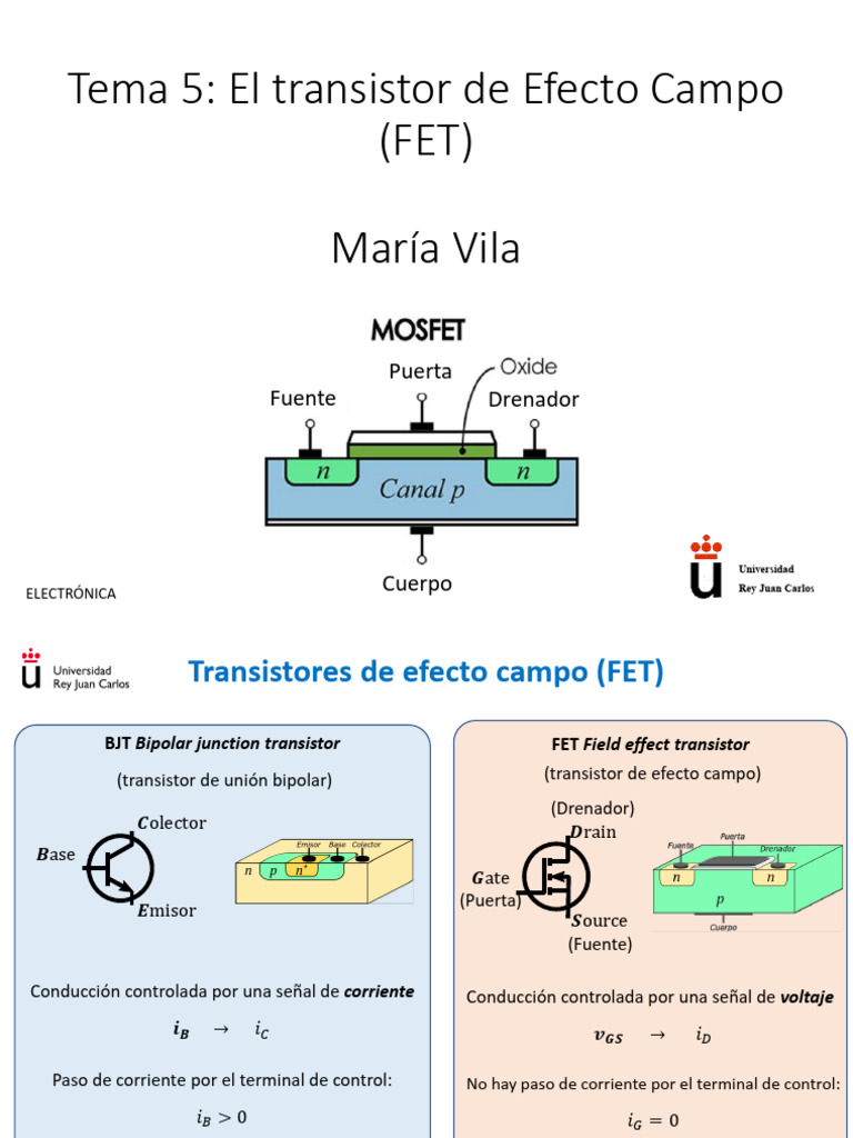 Tema 5 MOSFET - 23 - 24 | PDF | Mosfet | Transistor de efecto de campo