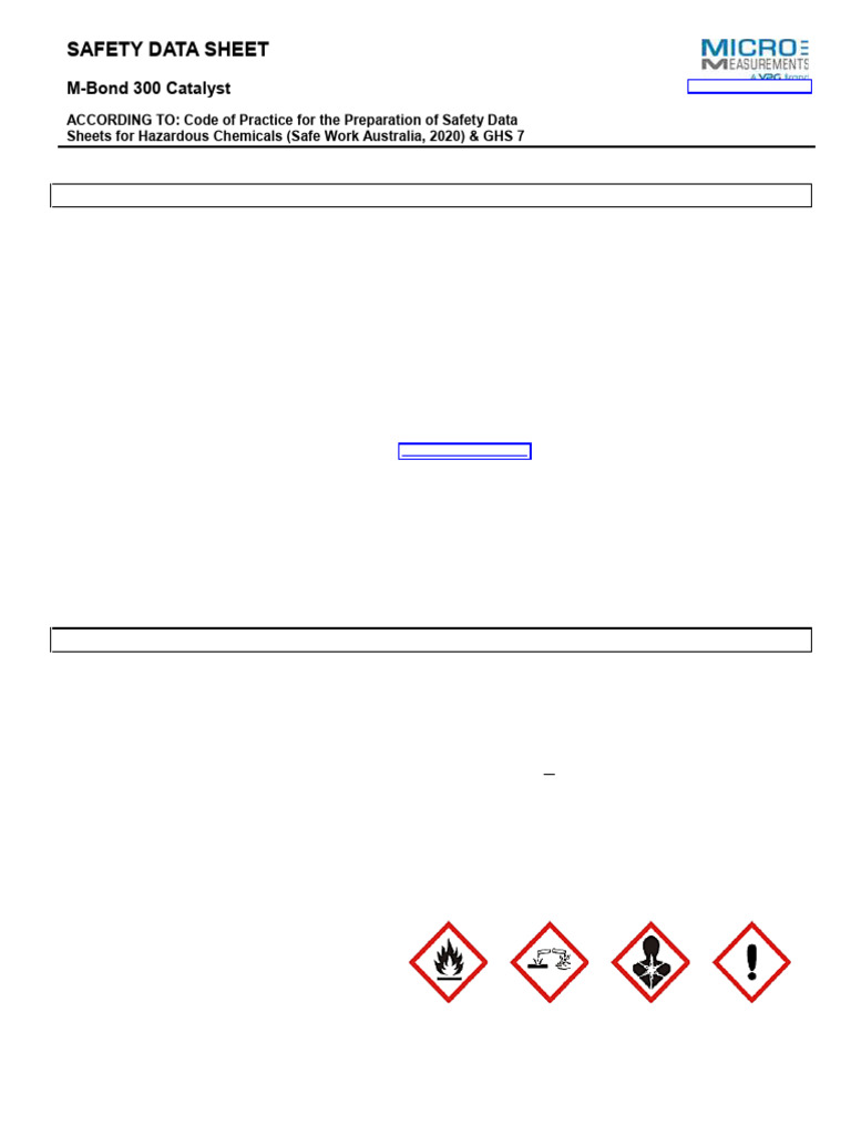 M-Bond 300 Catalyst SDS AU V1.1 | PDF | Toxicity | Occupational Safety ...