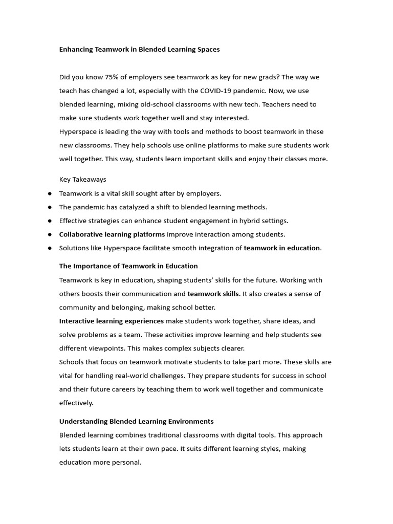 Boosting Teamwork in Blended Learning | PDF | Learning | Collaboration