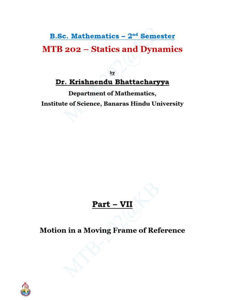 07-MTB202-Motion in a Moving Frame of Reference | PDF | Rotation ...