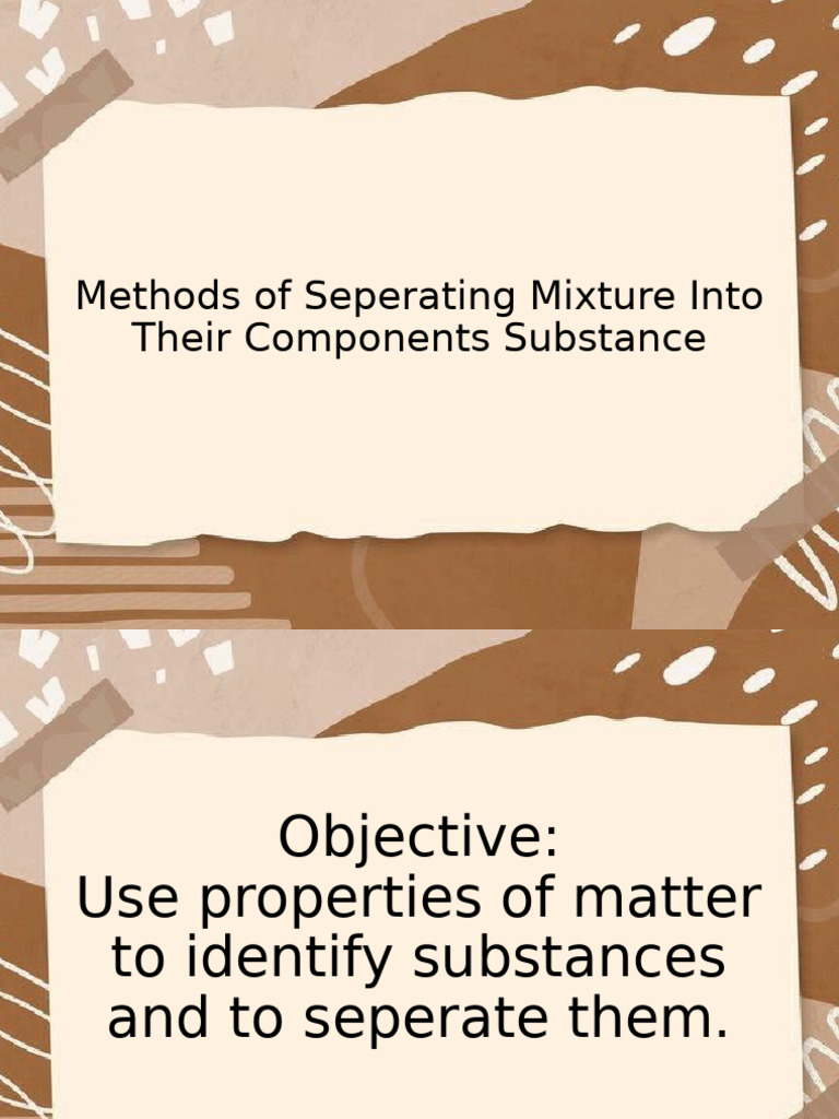 Methods of Seperating Mixture | PDF | Filtration | Mixture