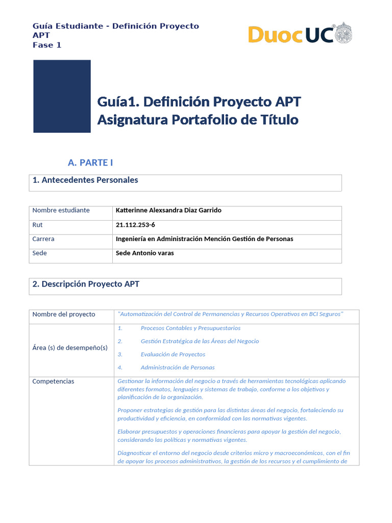 Fase 1 Guía Estudiante Definición Proyecto APT LISTO | PDF ...