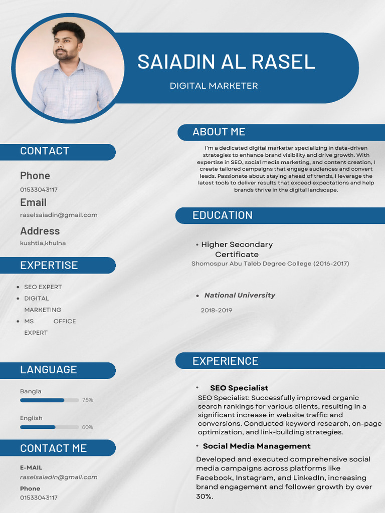 Blue and White Background Simple Resume | PDF