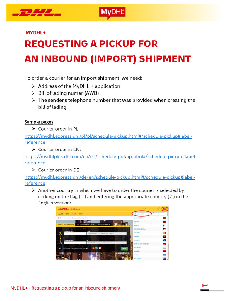Requesting Pickup For Import Shipment PL en | PDF