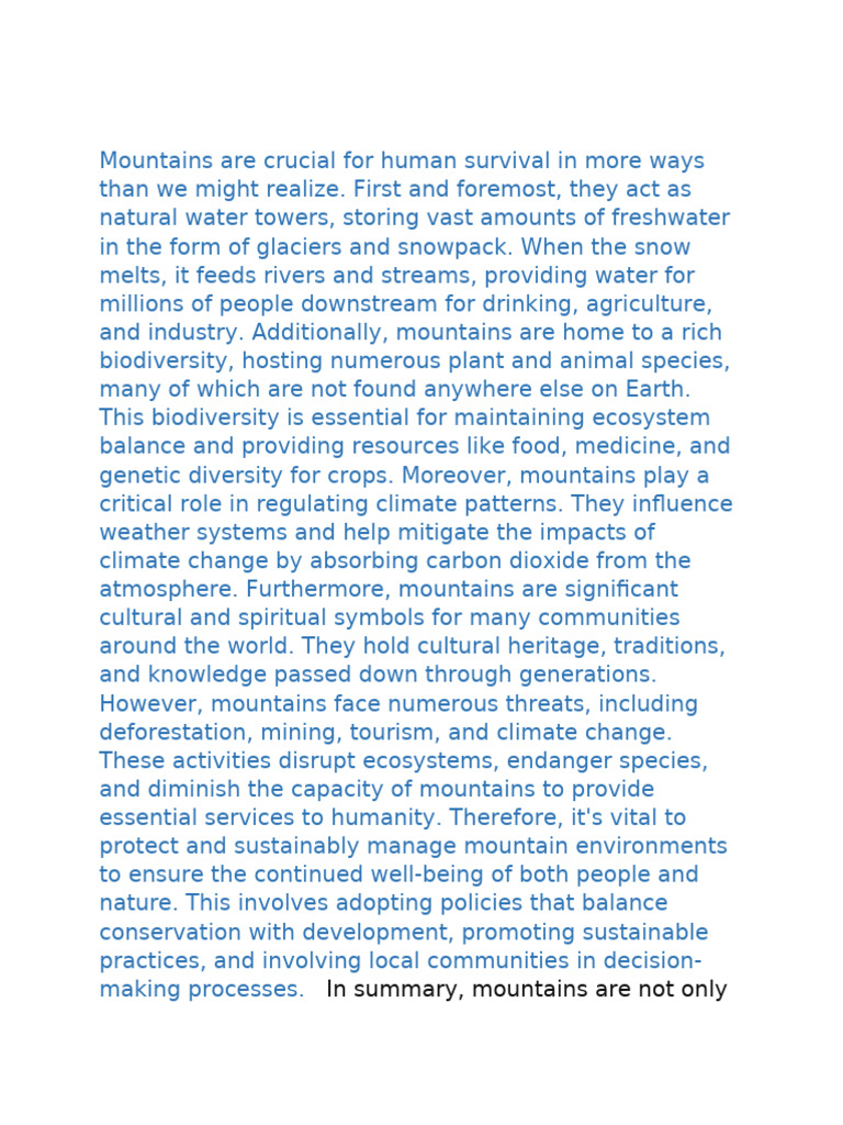 Mountains Are Crucial For Human Survival in More Ways Than We Might ...