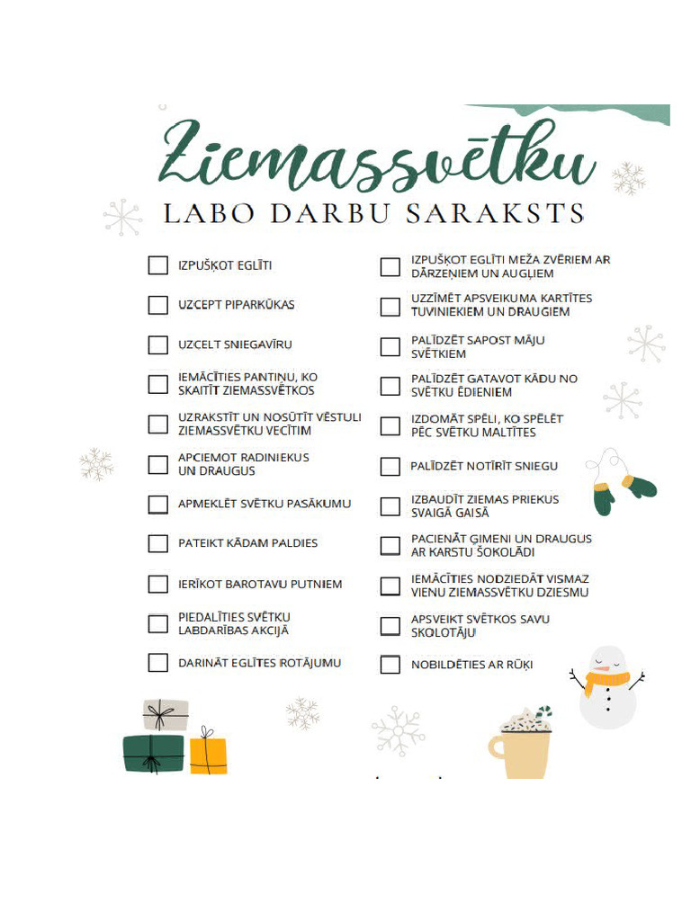 Uzdevums (1) Ziemassvētku Labo Darbu Saraksts | PDF