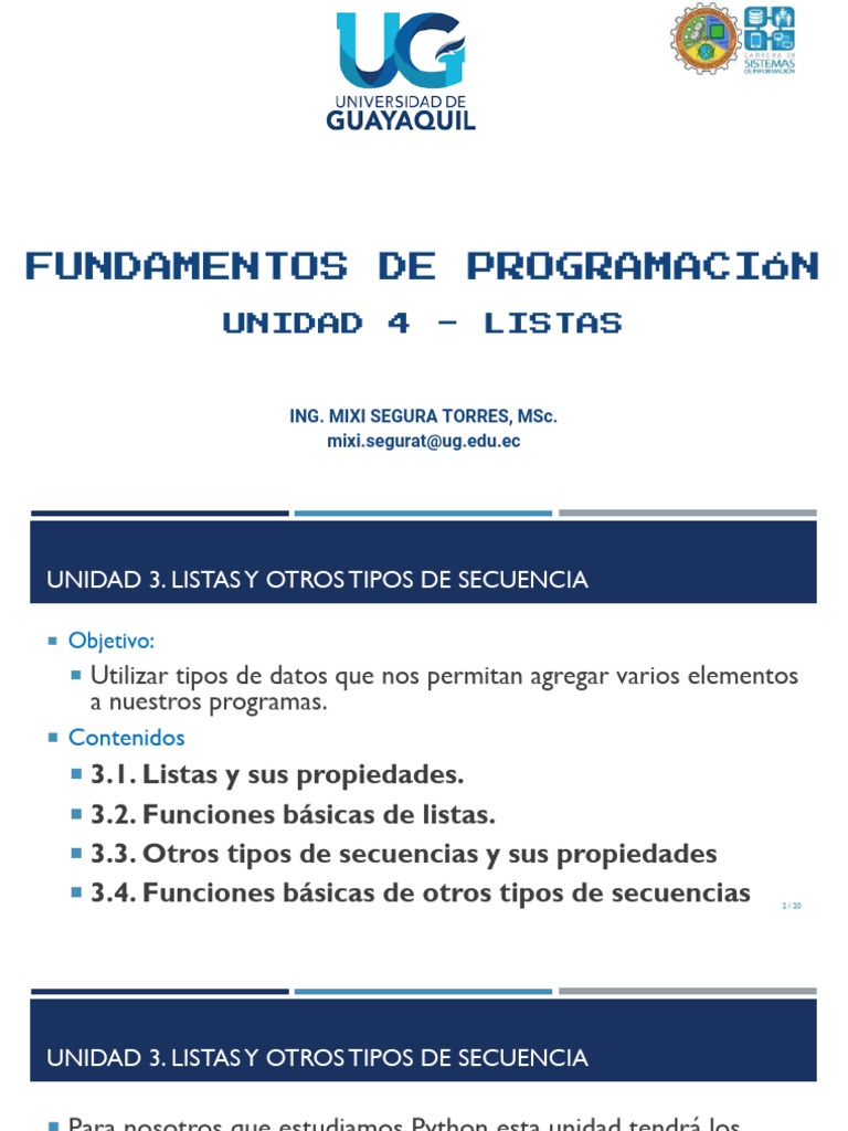 U4 Listas | PDF | Python (lenguaje de programación) | Lógica matemática