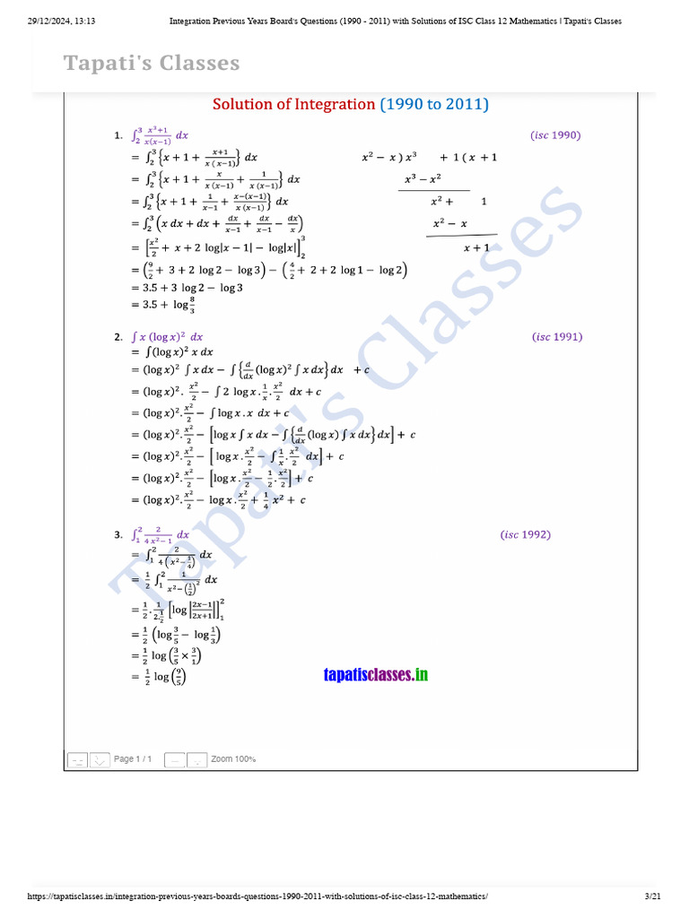 Integration Previous Years Board's Questions (1990 - 2011) With ...