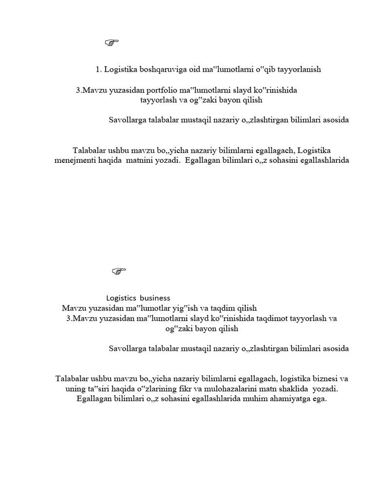 Log Mustaqil Ta' Lim Topshiriqlari | PDF | Transport | Systems Thinking