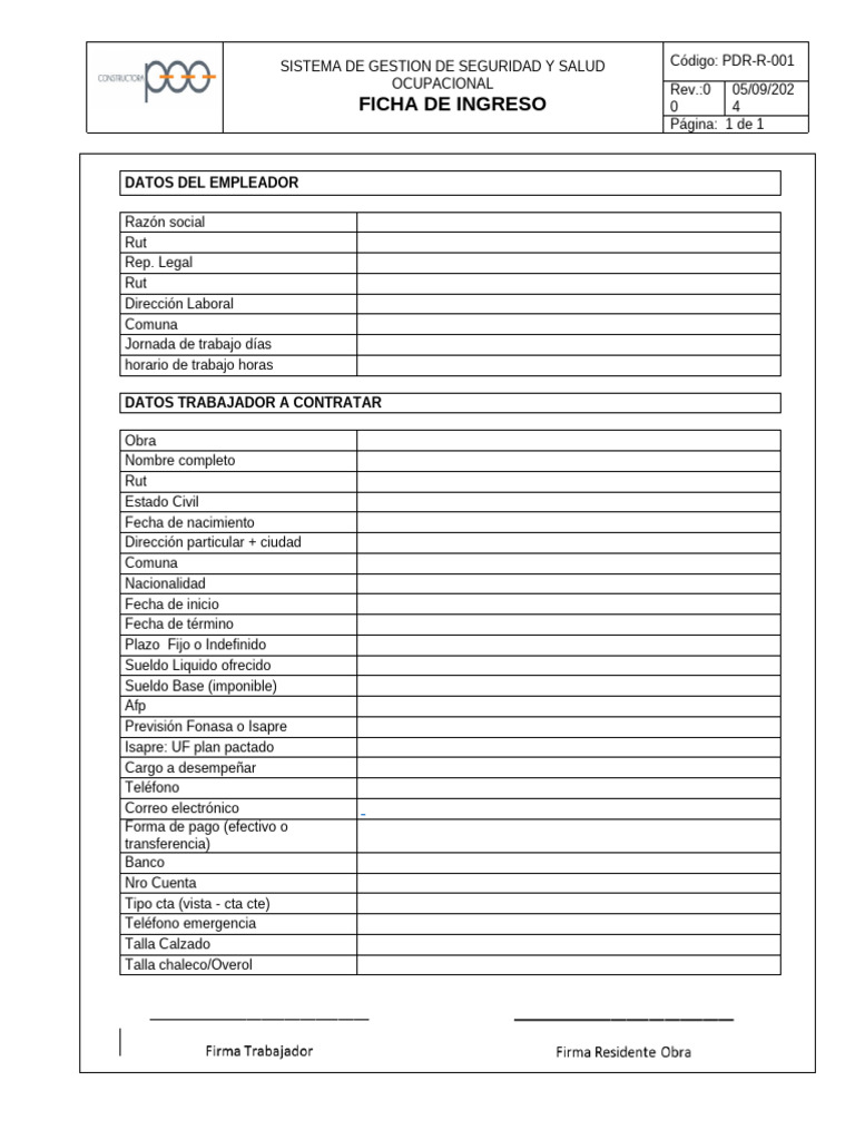 PDR-R-001 Ficha Personal 1.0 | PDF