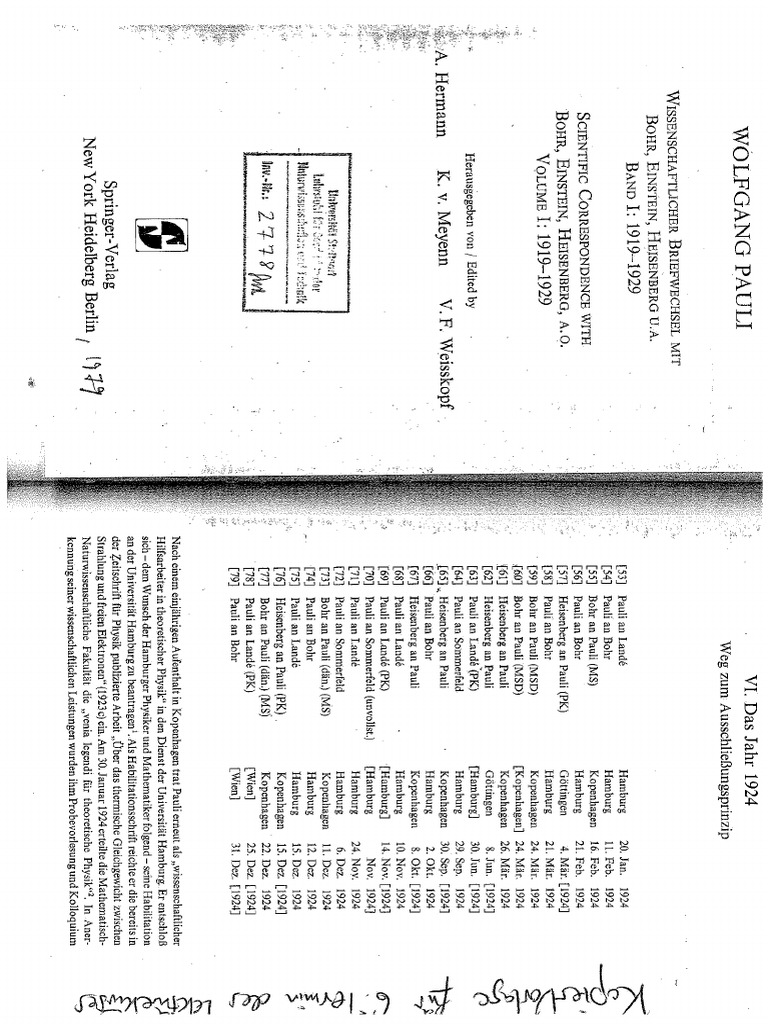 Pauli Wiss Briefwechsel Mit Bohr, Einstein, Heisenberg U.A | PDF