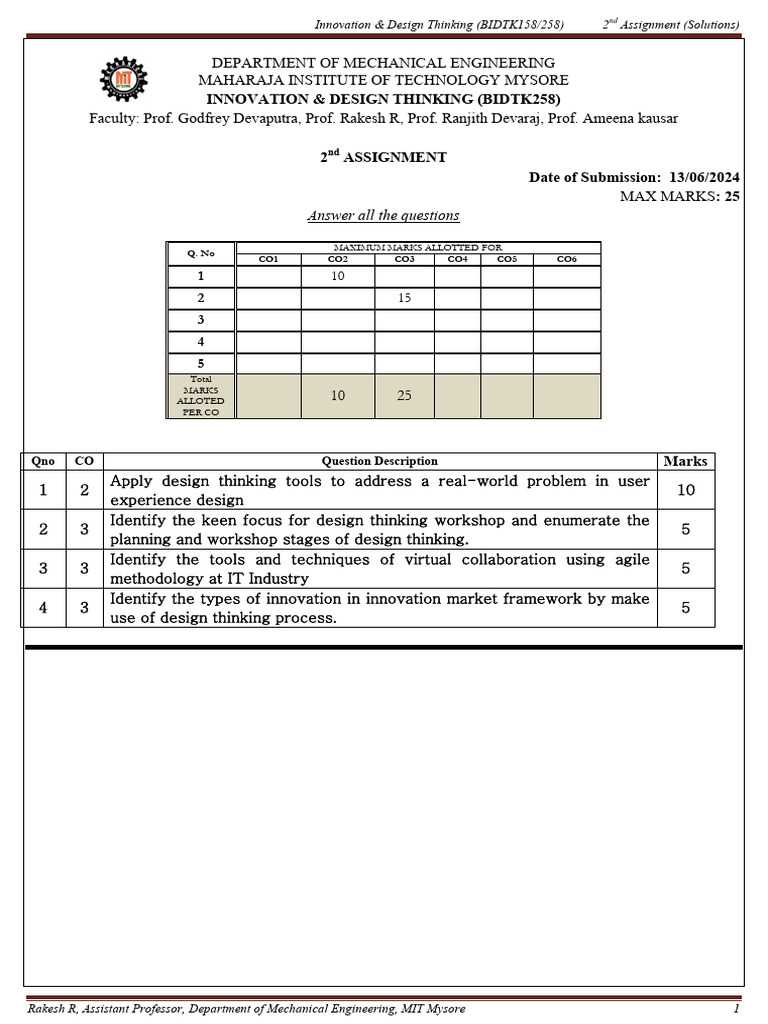 Design Thinking Assignment Guide | PDF | Innovation | Agile Software ...