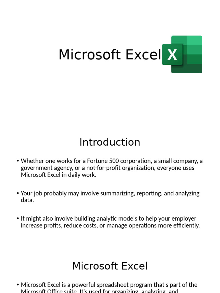 Module 1a - Excel Introduction | PDF