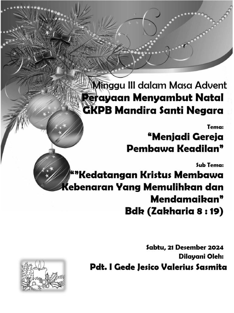 Perayaan Natal Bersama di GKPB Mandira Santi 2024 | PDF
