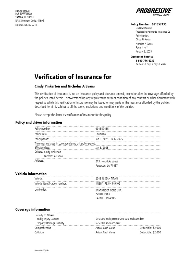 Verification of Insurance | PDF | Insurance | Financial Services