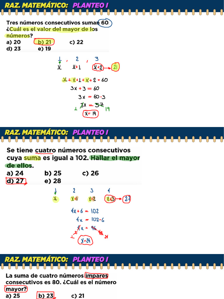 Apuntes - PLANTEO II - NUMEROS CONSECUTIVOS | PDF