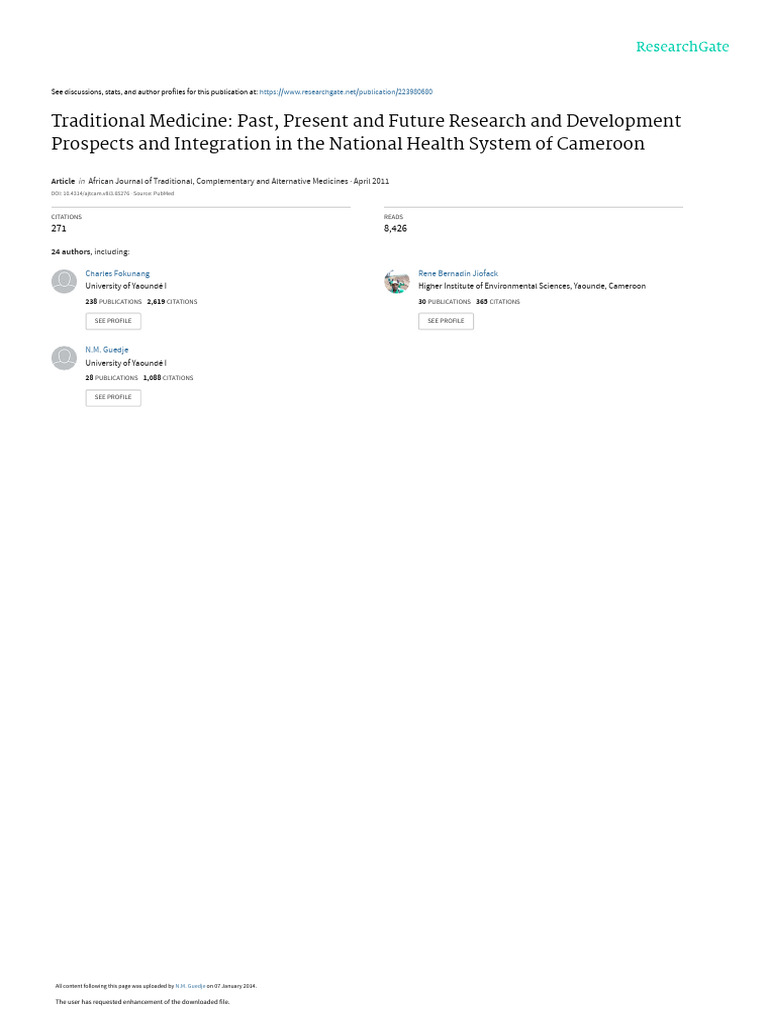 Traditional Medicine in Cameroon: Future Prospects | PDF | Alternative ...
