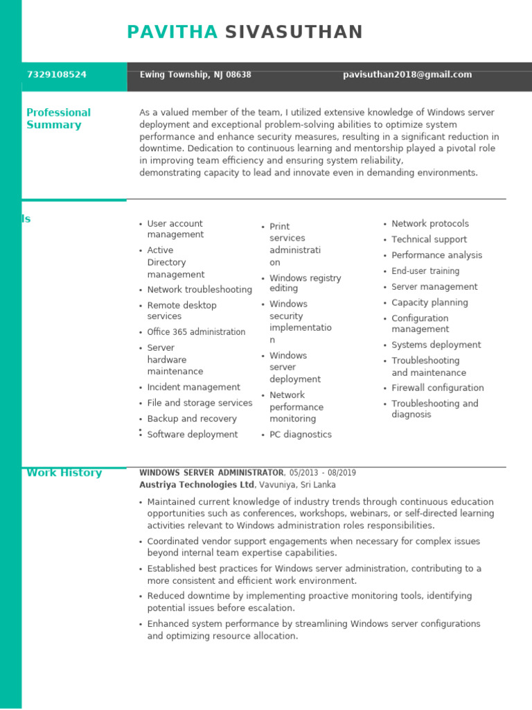 Pavitha_SivaSuthan_Resume_Tech2025 | PDF | Microsoft Windows | Computer ...