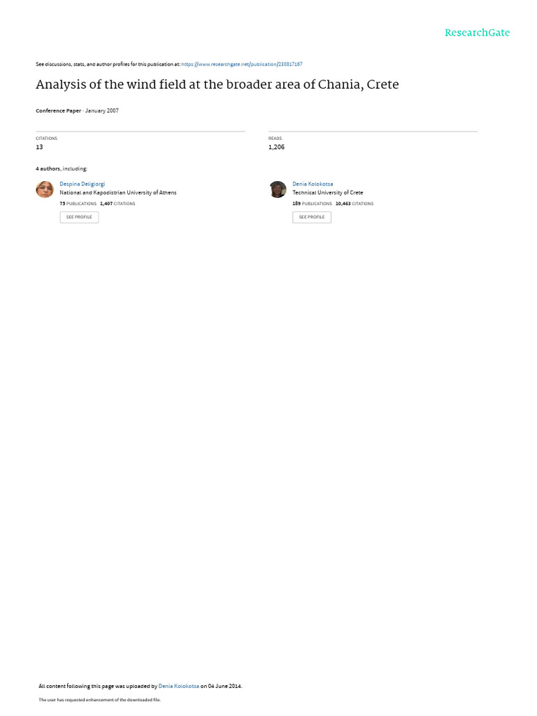 Chania Wind Field Analysis | PDF | Wound | Errors And Residuals