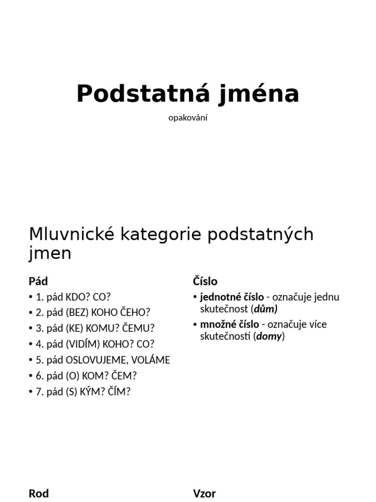 Podstatná Jména | PDF