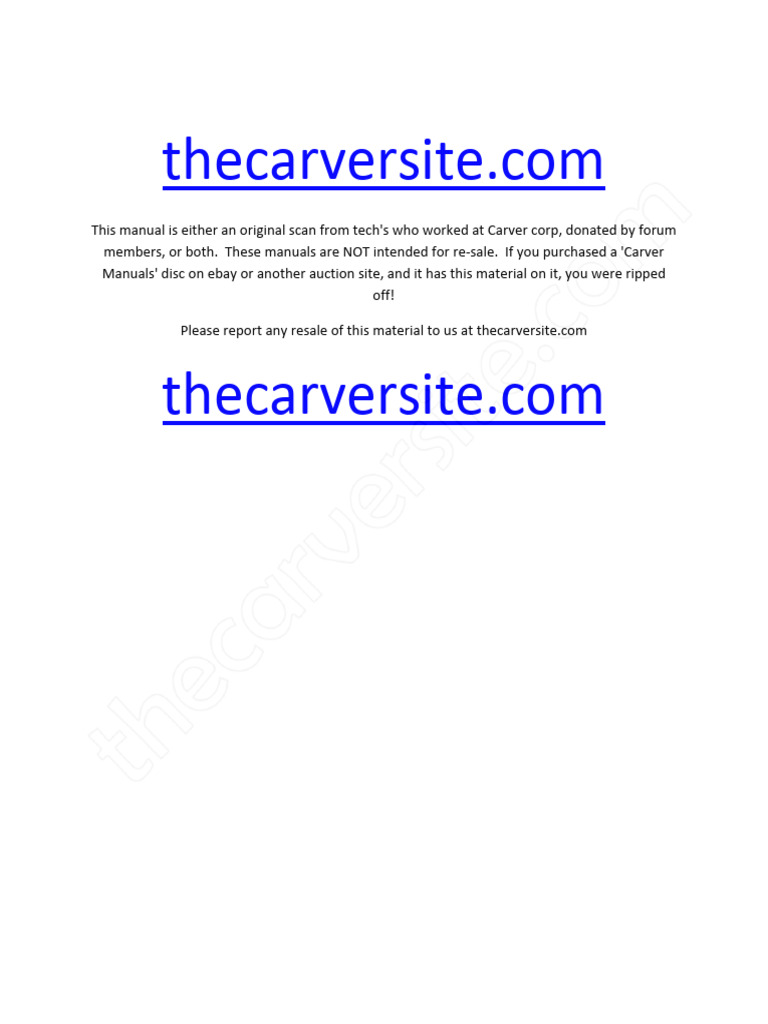 Carver Manuals: Free Access Guide | PDF